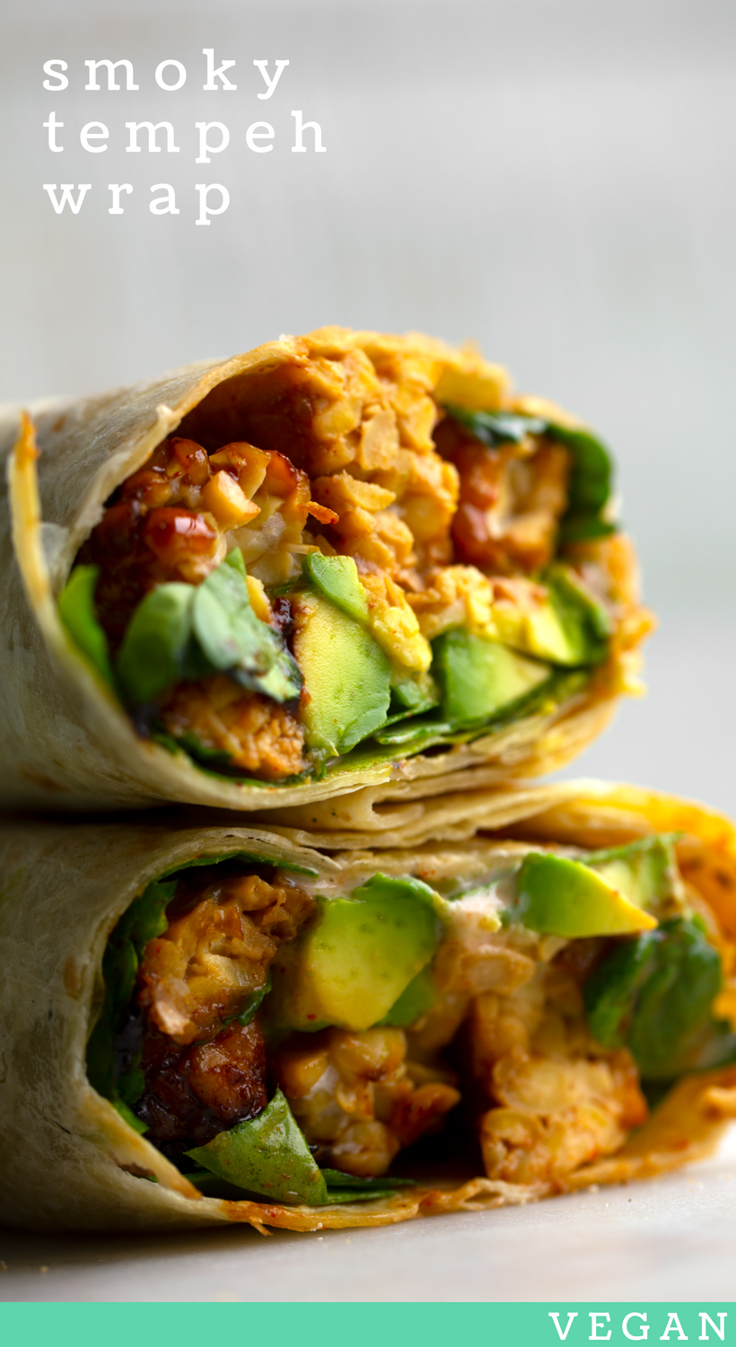 Smoky Tempeh + Avocado Wrap Recipe - HealthyHappyLife.com