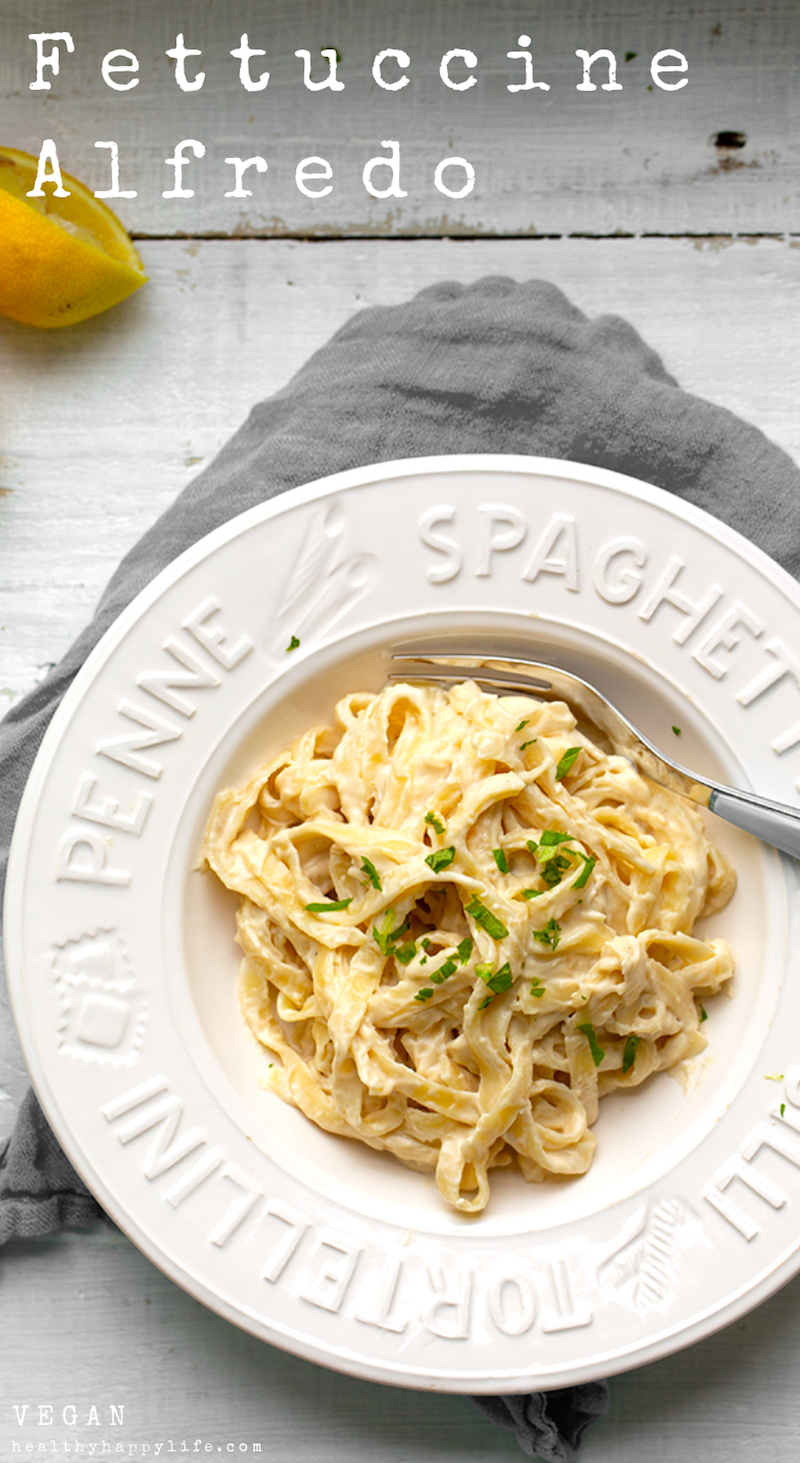 Ridiculously Creamy Vegan Fettuccine Alfredo - HealthyHappyLife.com