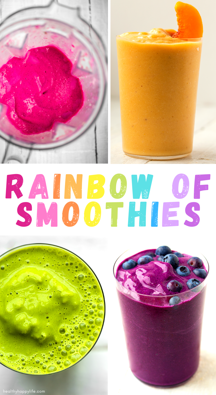 Rainbow-Colored Smoothie Recipes - HealthyHappyLife.com