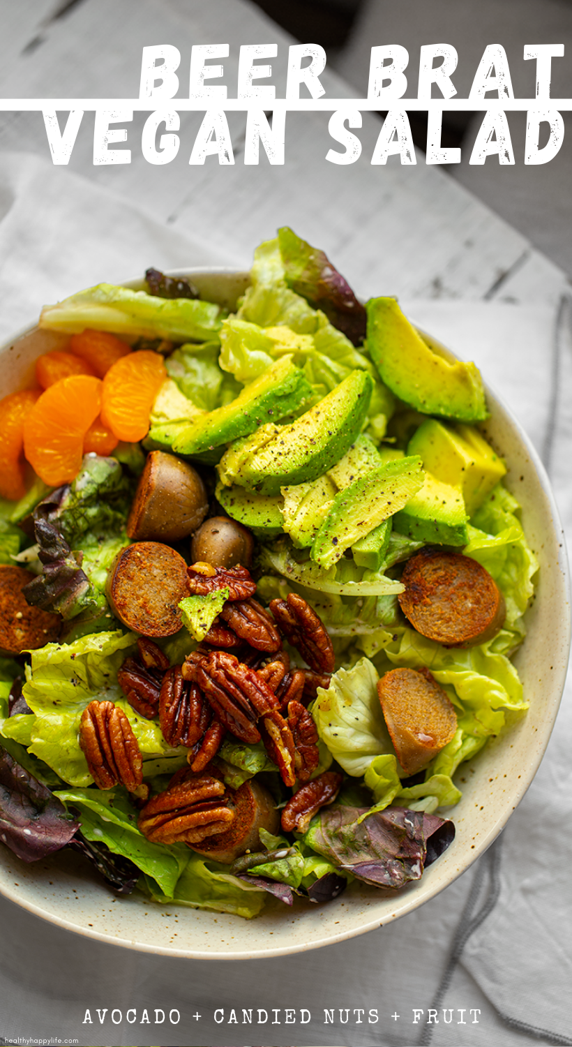 Vegan Avocado and Beer Brat Salad - HealthyHappyLife.com